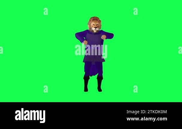 Beautiful 3D lion in purple dress dancing and clapping from front angle ...