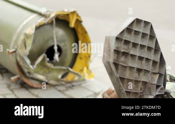 Parts of a tactical ballistic missile, OTR-21. Destroyed Russian ...