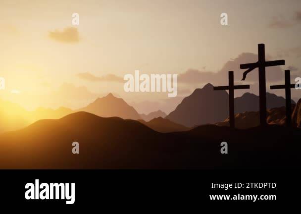 Three holy crosses on mountain at jerusalem, celebrating easter and ...
