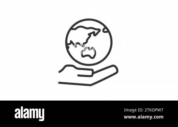 Animated save planet linear icon. Protect nature and environment. Earth ...