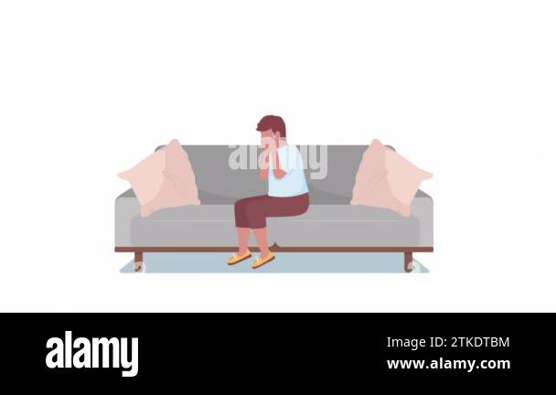 Animated anxious teen character. Teenager with panic disorder. Full ...