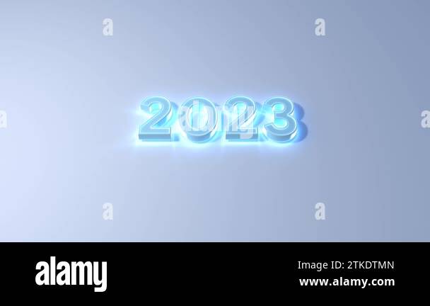 2023 text blue color neon effect on white background 3d illustration ...