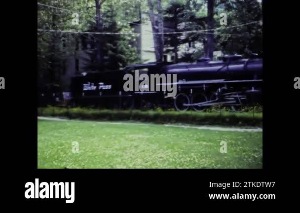 Skagway, United States July 1987: Locomotive train from the early 1900s ...