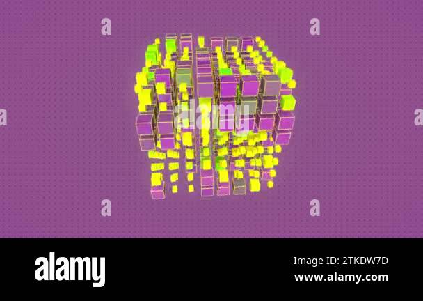 Abstract infinite cyclic seamless loop animation of a magical pattern of colored square blocks ...