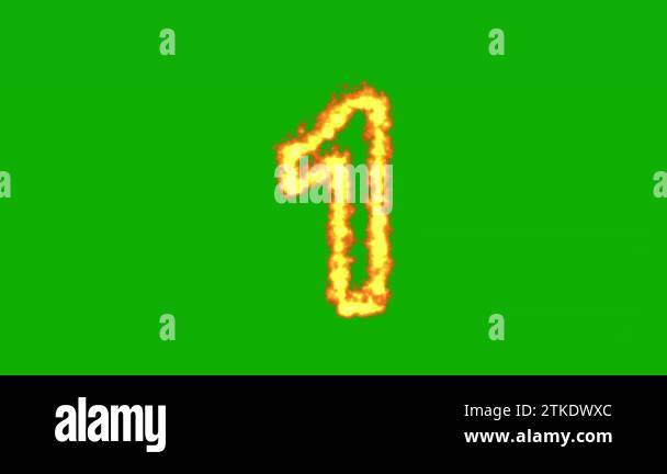 Number 1 with fire effect on green screen background Stock Video ...