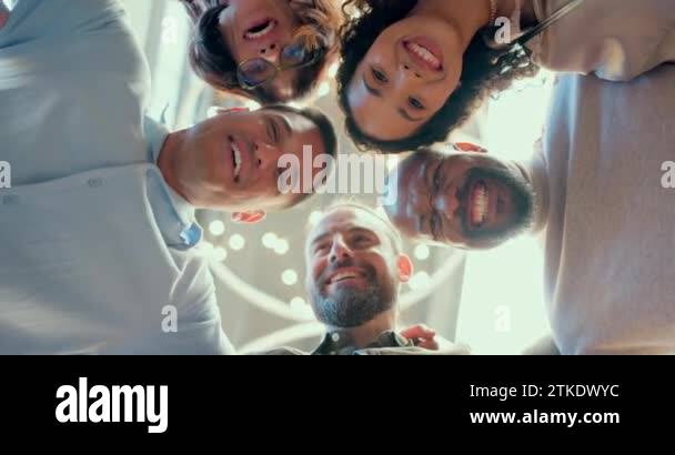 Teamwork, collaboration and huddle of business people in office or ...