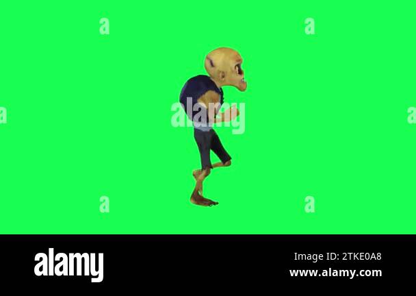 Green screen isolated 3d zombie running fast left angle cartoon ...