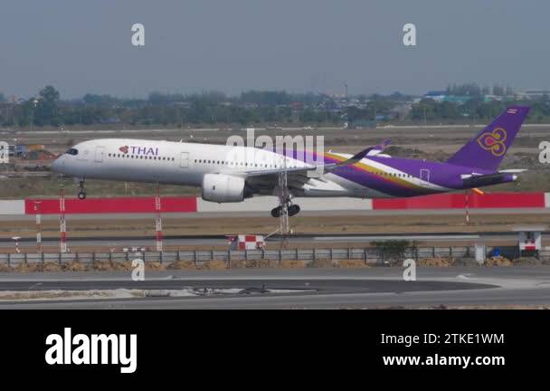 BANGKOK, THAILAND - JANUARY 19, 2023: Side view of Airbus A350 Thai ...