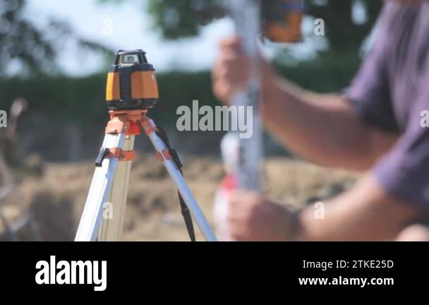 Laser measurement process during build the new road or highway ...
