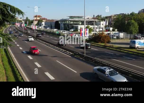 Belgrade Serbia 9.9.23 View from pedestrian bridge between Gucevska ...