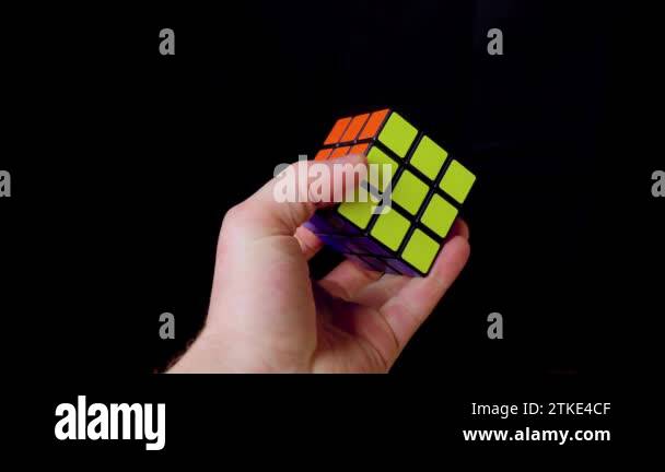 BUDAPEST, HUNGARY - CIRCA 2019: Rubiks cube logic game on dark ... BUDAPEST, HUNGARY - CIRCA 2019: Rubiks cube logic game on dark ...