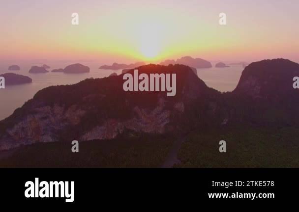 Aerial view of beautiful sunrise sky at Samet Nangshe, mountain valley ...