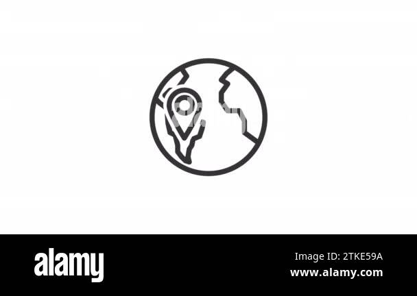 Animated plane travel linear icon. Flight destination. Geolocation ...