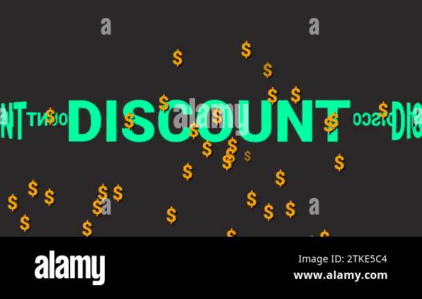 Motion graphics Discount text with Falling Dollar signs symbol 4k ...