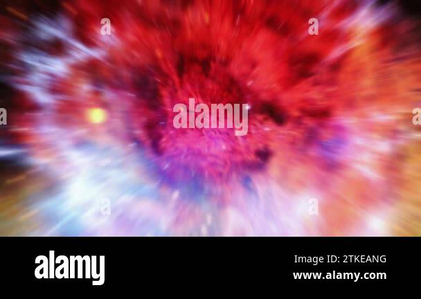 Loop pink nebula cloud hyperspace travel speed space flight through ...