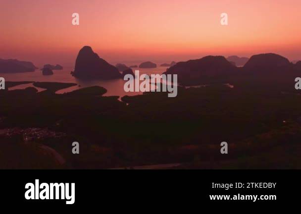 Aerial view of beautiful sunrise sky at Samet Nangshe, mountain valley ...