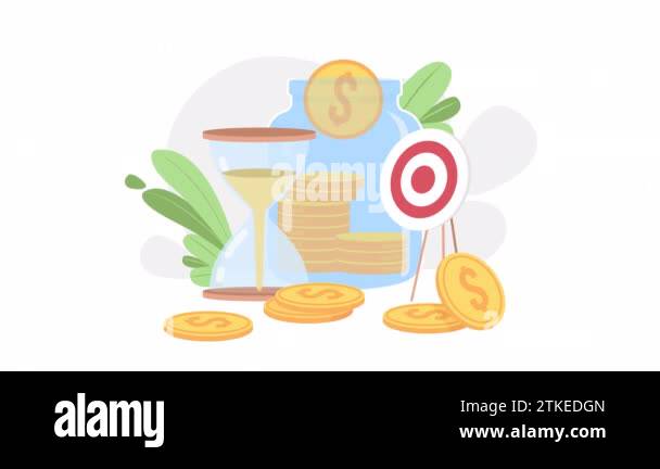 Animated short term investment. Growing money. Savings account. 4K ...