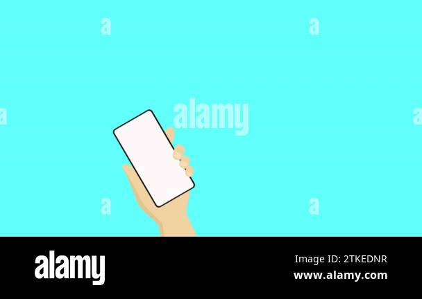 Animated footage of a human hand holding a smartphone with a white ...