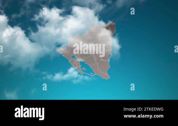 nicaragua country map with zoom in Realistic Clouds Fly Through. camera ...
