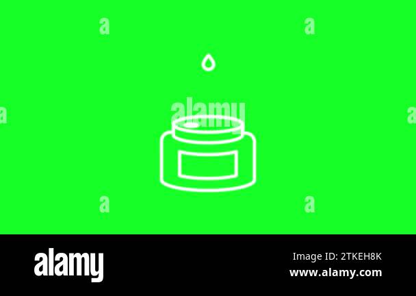 Animated moisturizer white line icon. Face skin. Prevent water loss ...