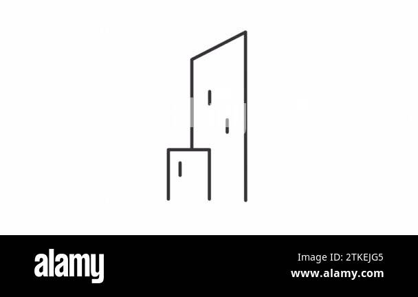 Animated buildings linear icon. Switching lights. Urban lifestyle ...