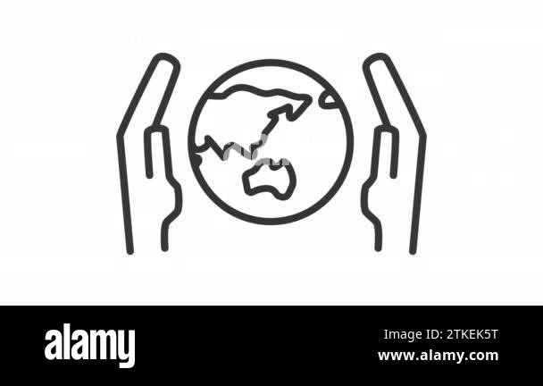 Animated protect earth linear icon. Environmentally friendly. Nature ...