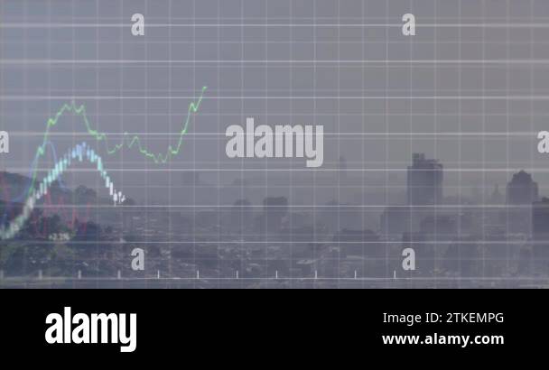Animation of graphs with numbers over aerial view of forest and ...