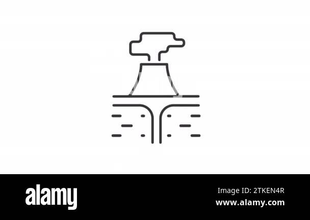 Animated thermal plant linear icon. Geothermal. Renewable energy ...