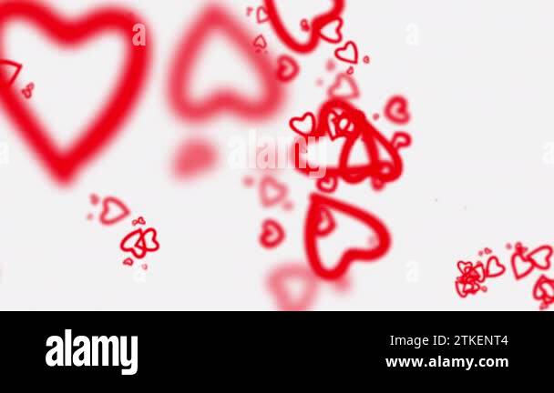 Loop floating red hearts animation on white abstract background. 4K 3D seamless loop Happy ...