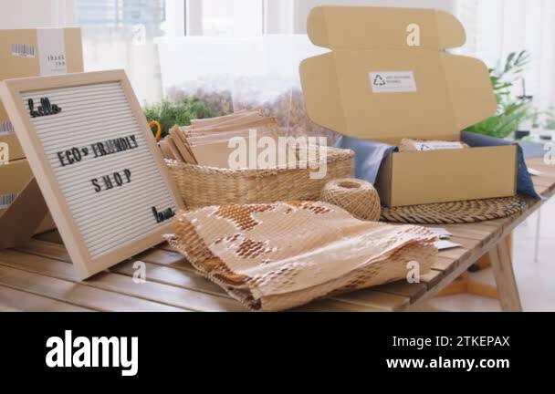 Net zero waste go green SME use eco friendly care sign plastic free symbol packaging carton box ...