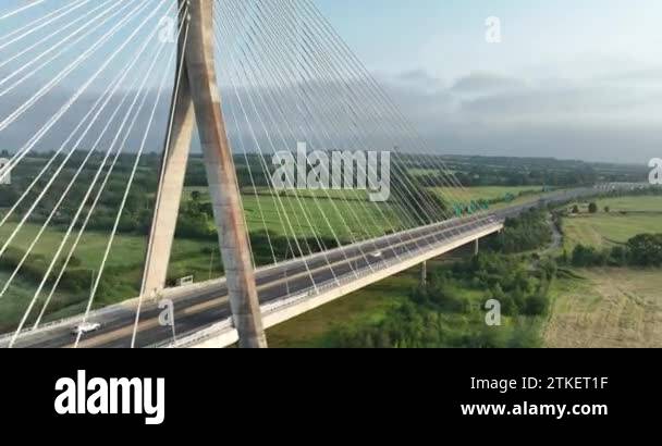 Aerial. Wide shot. The Thomas Francis Meagher Bridge. County Tipperary ...