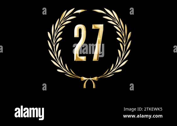 Golden laurel wreath and number 27, award, alpha channel Stock Video ...