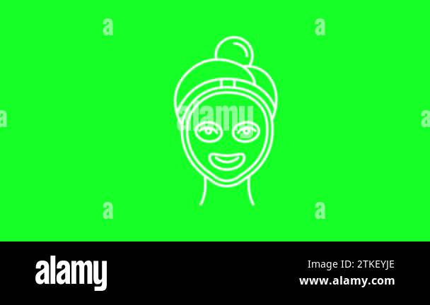Animated face mask white line icon. Beauty cosmetic product. Loop HD ...