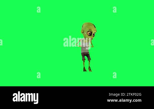 Green screen 3D cartoon zombie left angle spinning dance cartoon ...