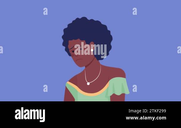 Animated shame emotion. Feeling shyness. Stressed woman. Flat character ...