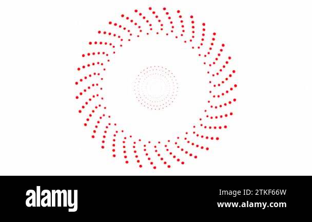 Animated red circles from dots rotating from the center. Looped video ...