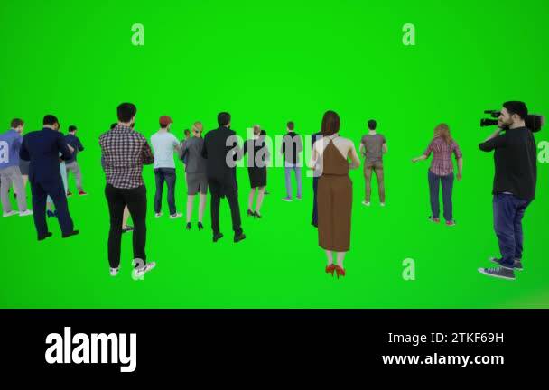 3D animation of the back view of a crowd of people standing for indoor ...