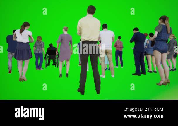 3D animation of the back view of people protesting in the school stand ...