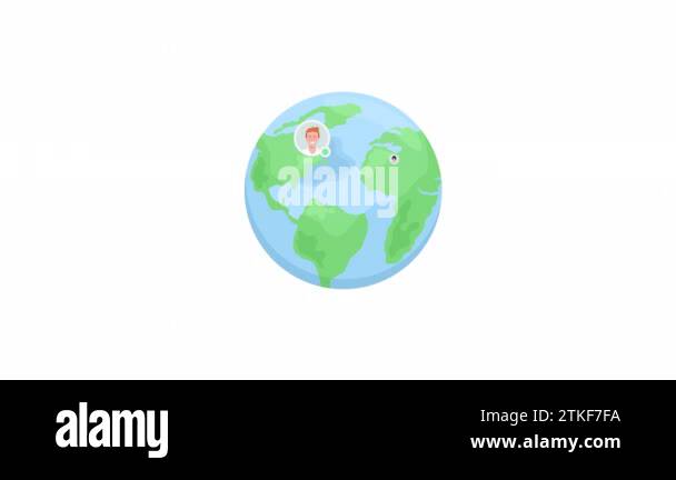 Animated working together globally. Remote team communication. Flat ...