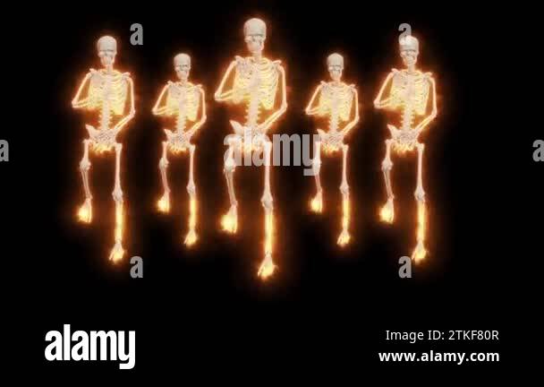 Dancing Fire Skeletons 3D. 3D Skeletons Fanny Dance Animation. Skeleton ...