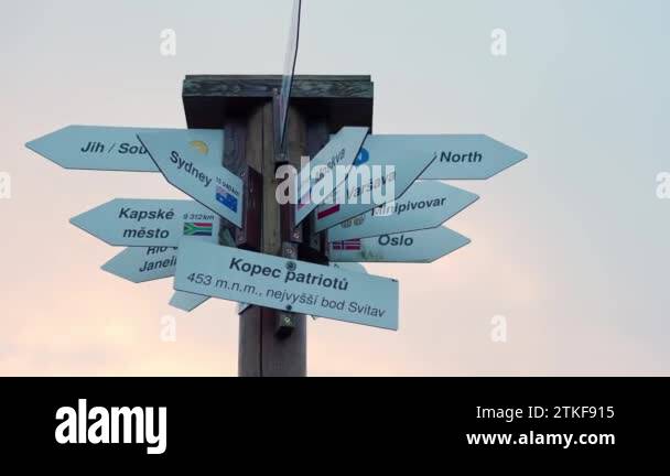 Signs informing about the direction and distance to all known ...