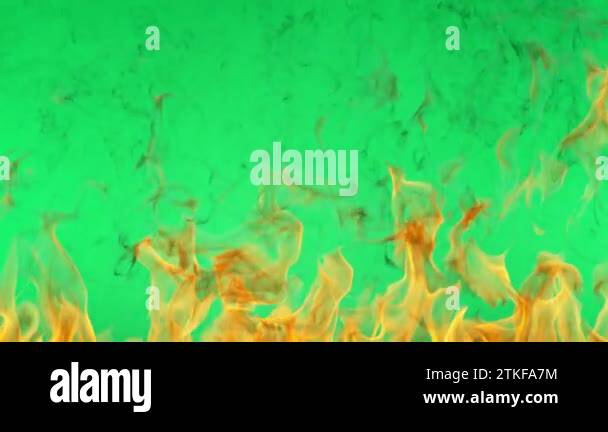 Super slow motion of fire flames on green screen background. Filmed on ...