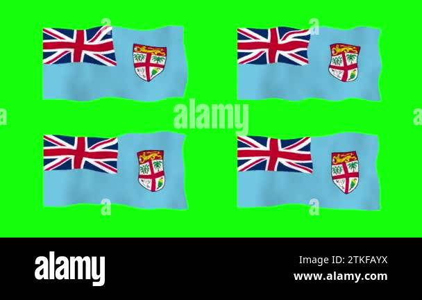 Fiji Waving Flag 2D Animation on Green Screen Background. Looping ...