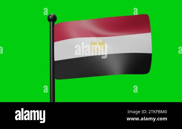 Egypt Flag Waving Animation In The Wind on Green Screen With Luma Matte ...