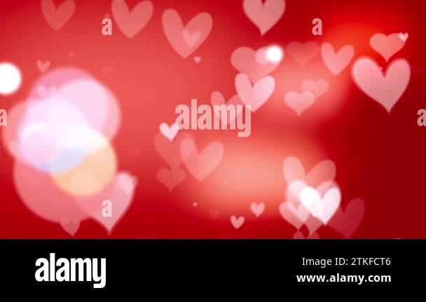 Glow Hearts flow motion with flare light for Valentine's day Greeting love video. 4K Romantic ...