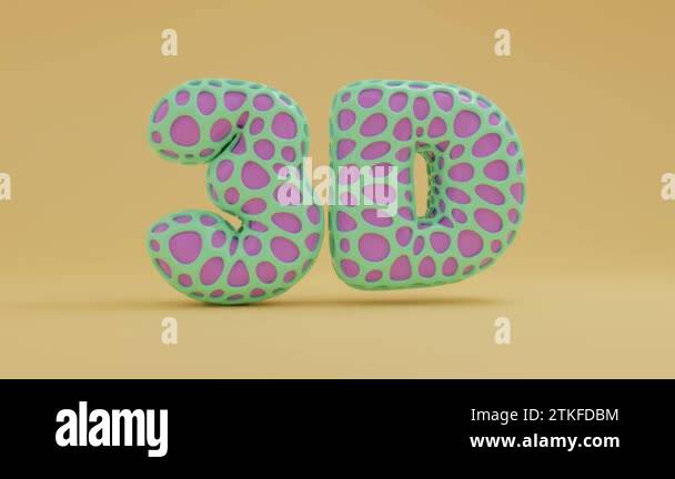 Loop 3d animation of a 3d graphics symbol, 3D text. The text changes ...