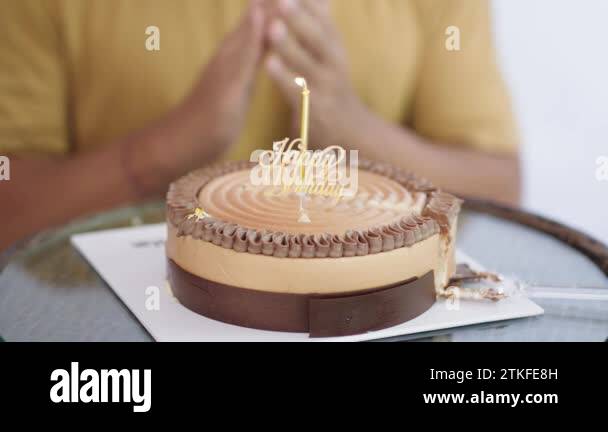 Clapping Happy Birthday Cake with Candle White Background Stock Video ...