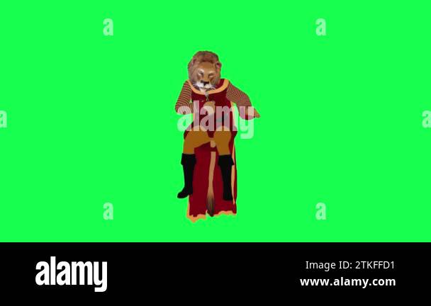 3d animated lion sitting waiting talking isolated front angle green ...