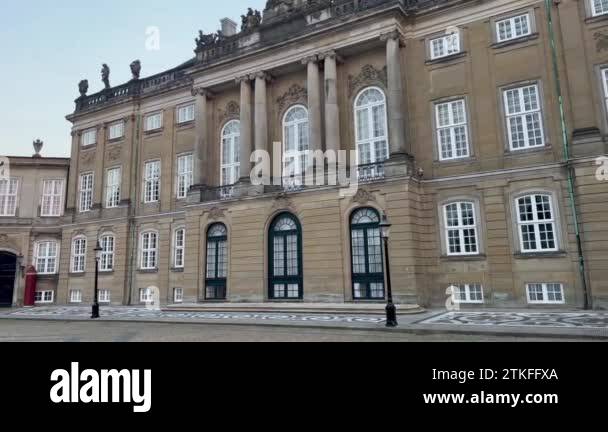 Facade of a palace, Amalienborg Palace, Copenhagen, Denmark ...