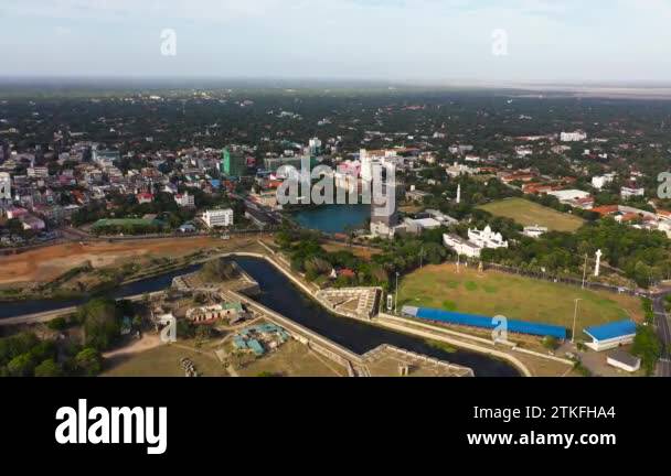 Aerial drone of Jaffna Fort is an ancient Dutch fort in the north of ...